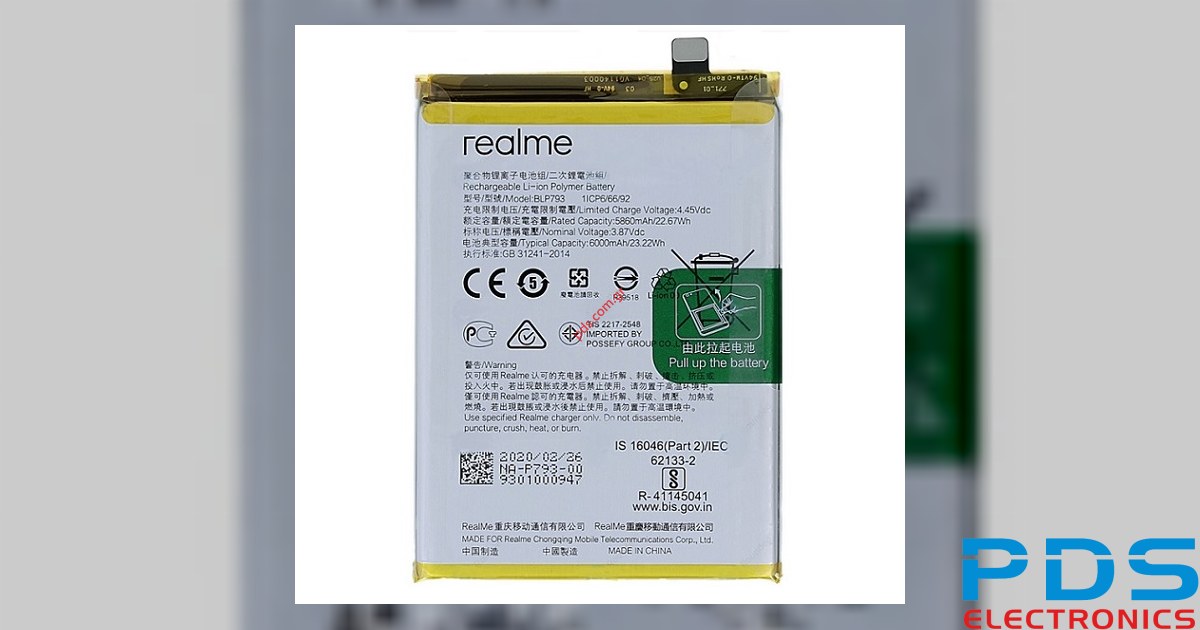 Original battery Realme C12 (RMX2189) BLP793 C15 / C25 Lion 6000mAh ...