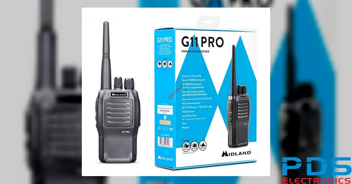 Transceiver PMR Midland G11 PRO Walkie Talkie Licence Free Black BOX ...