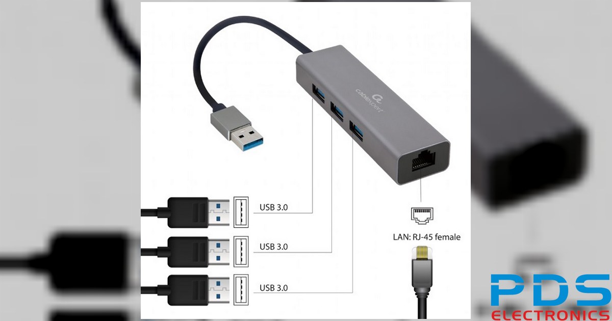 Αντάπτορας δικτύου Hub Cablexpert A-AMU3-LAN-01 µε σύνδεσεις 3x θύρες ...